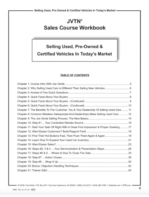 25 SALES WORKBOOK - SELLING USED, PRE-OWNED & CERTIFIED VEHICLES IN ...